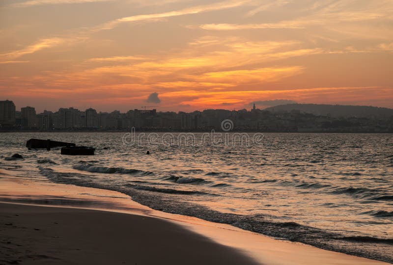Bright Sunset Sky Over Tangier City, Morocco Stock Photo - Image of ...