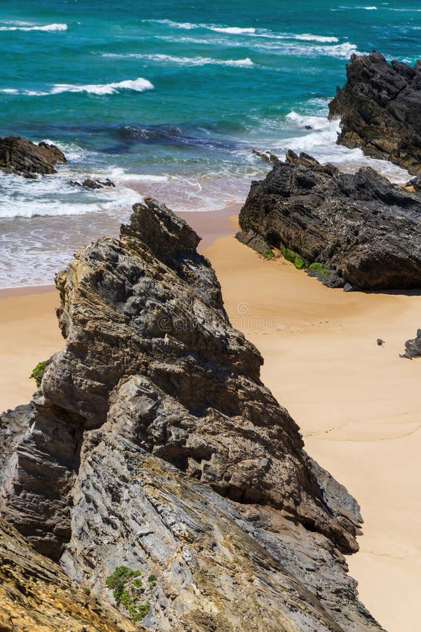 Atlantic Ocean Coastline with Rocks, Light Sand and Turquoise Water ...