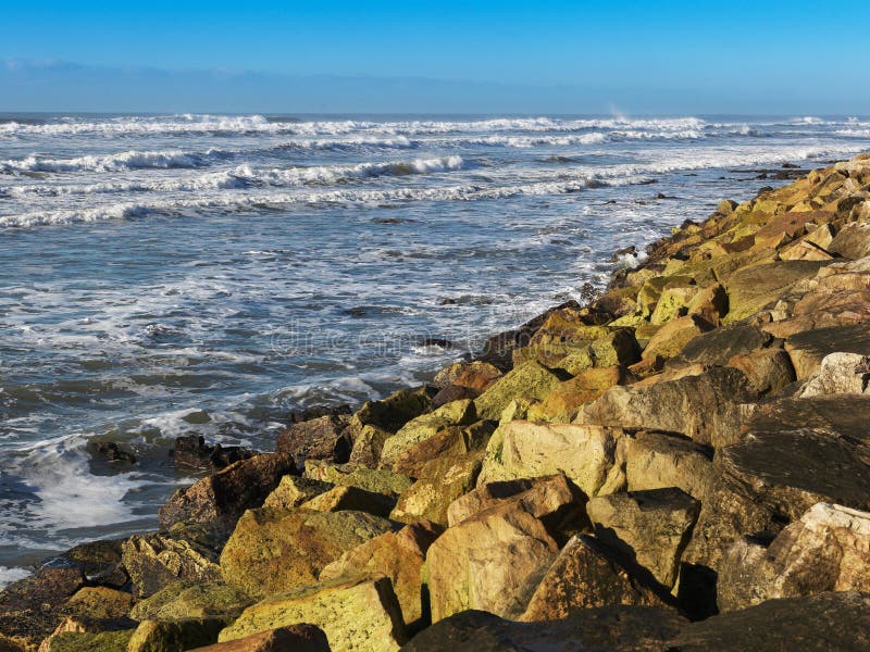 Atlantic Ocean, Deserted Beach of Sand and Rock Stock Photo - Image of ...