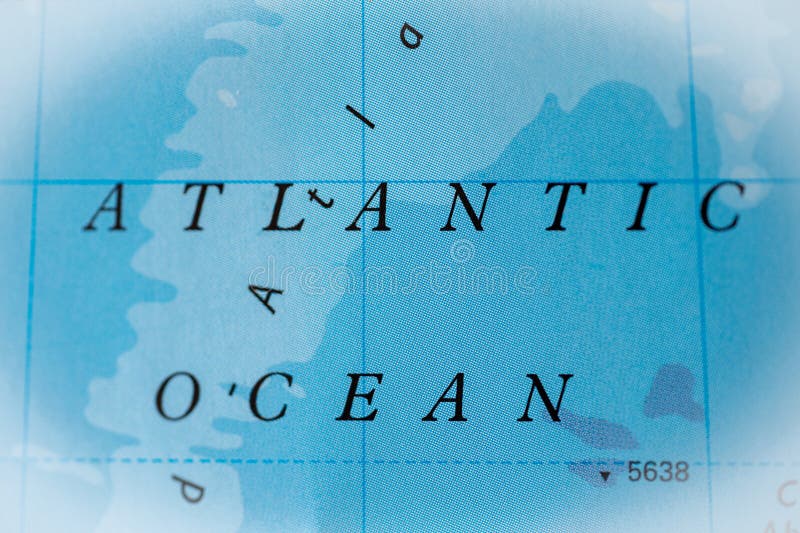Atlantic Ocean Highlighted on a World Map Stock Photo - Image of travel ...