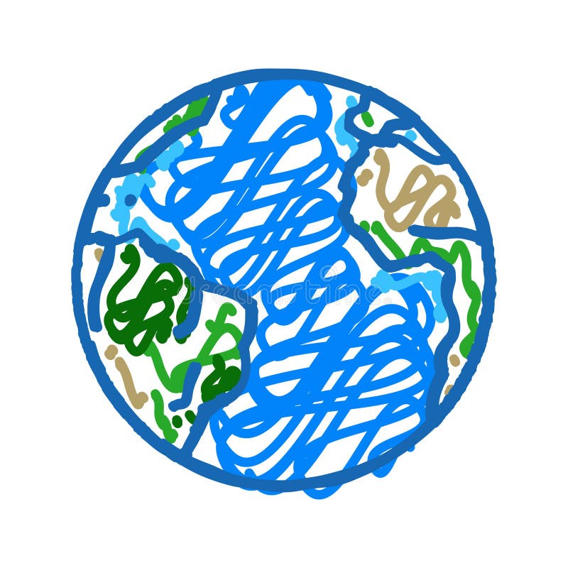 Atlantic Ocean Map Icon Doodle Illustration Stock Vector - Illustration ...