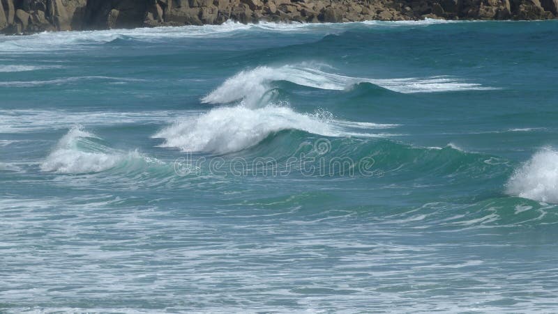 Atlantic Ocean Waves on a Beach in Cornwall UK Stock Image - Image of ...