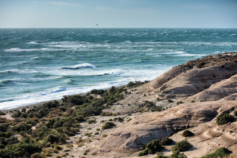 Atlantic Ocean Waves in Patagonia Stock Photo - Image of shore ...