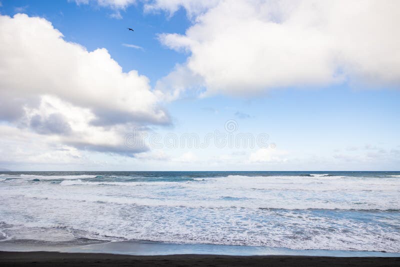 Atlantic Ocean, Waves and Sand, Good Weather, Azores Islands Stock ...