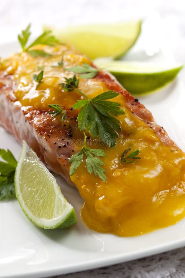 Atlantic Salmon stock photo. Image of seafood, sauce - 16949516