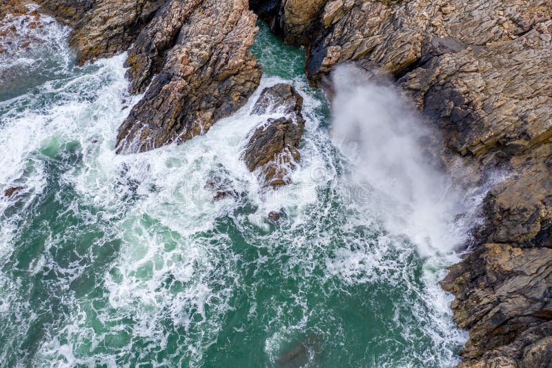 Atlantic Waves Splash Against the Rock at the Donegal Coast in Ireland ...