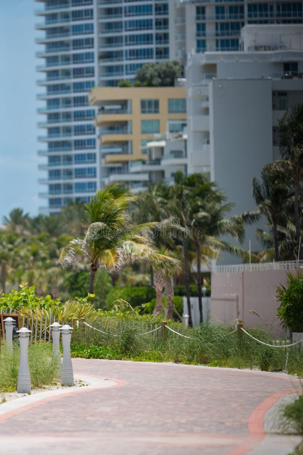 Atlantic Way Pedestrian Foot Path Miami Beach FL Stock Image - Image of ...
