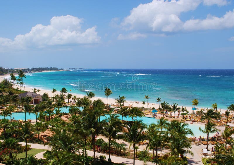 Atlantis beach Bahamas stock image. Image of clouds, caribbean - 80711013