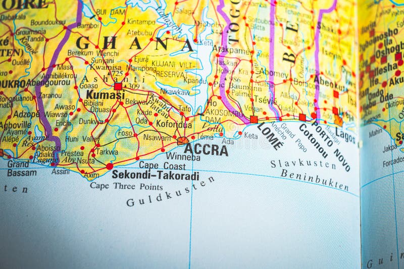 Atlas Map of Accra in Ghana.. Stock Image - Image of geography, border ...