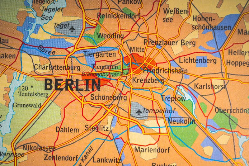Atlas Map of Berlin in Germany.. Stock Photo - Image of architecture ...