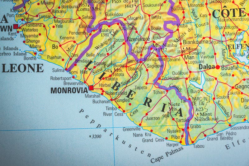 Atlas Map of Monrovia in Liberia.. Stock Photo - Image of continent ...