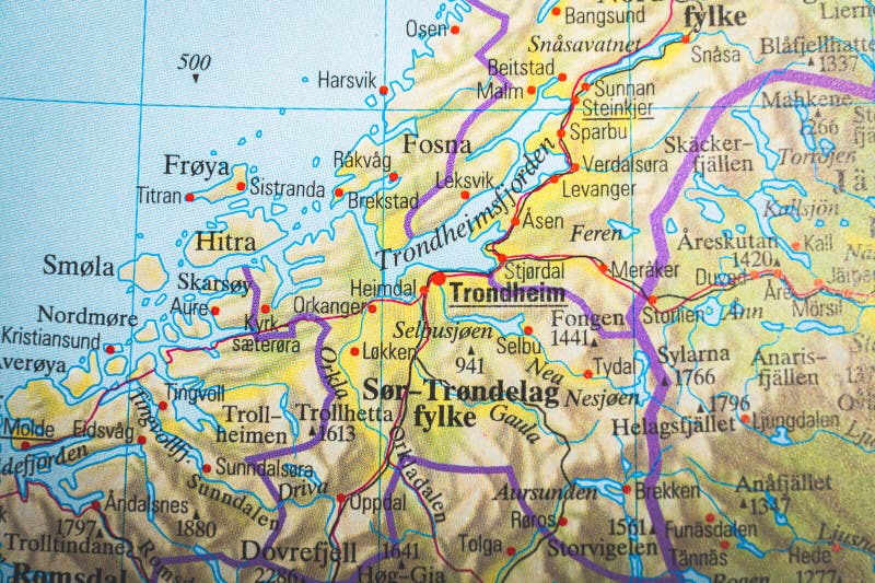 Atlas Map of Trondheim in Norway.. Stock Image - Image of geography ...