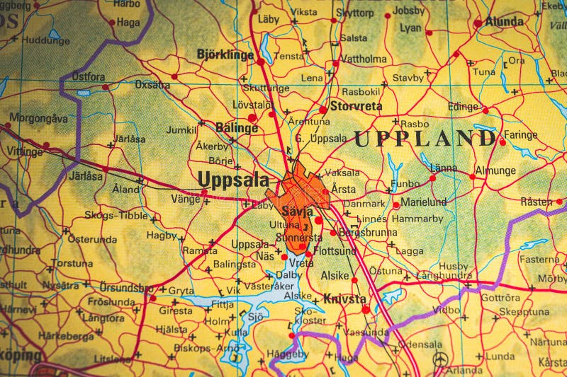 Atlas Map of Uppsala in Sweden.. Stock Image - Image of country ...