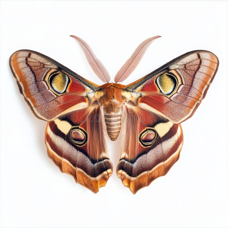 Atlas Moth Displaying Vibrant Patterns on a White Background Stock ...