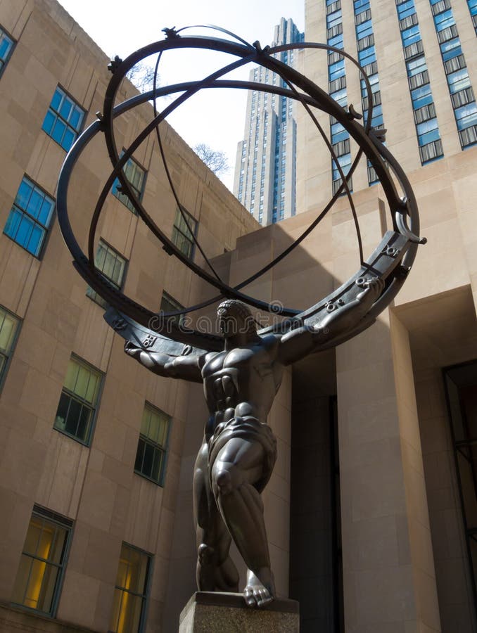 Atlas Statue editorial stock image. Image of urban, skyscraper - 32428364