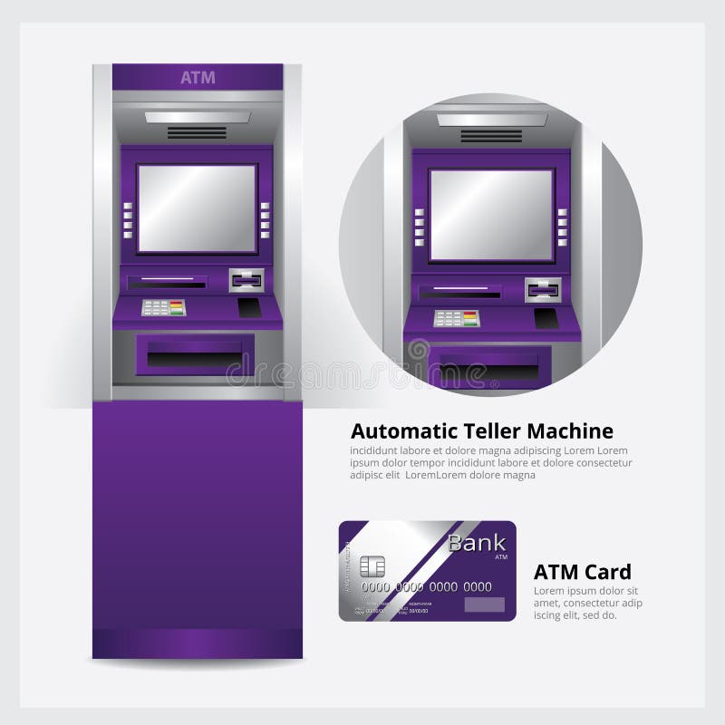 ATM Automatic Teller Machine with ATM Card Stock Vector - Illustration ...