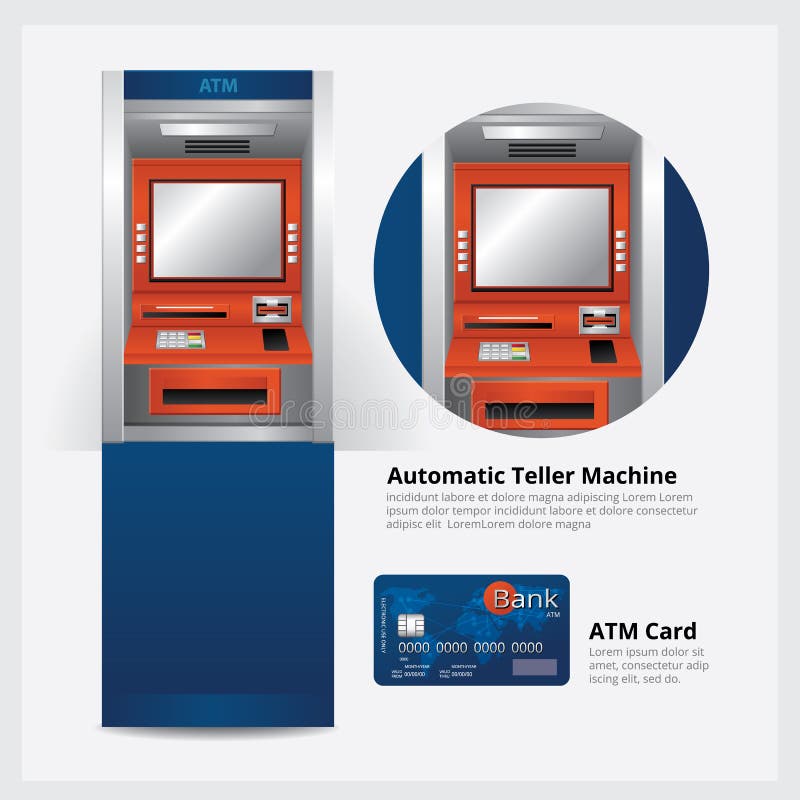 ATM Automatic Teller Machine with ATM Card Stock Vector - Illustration ...