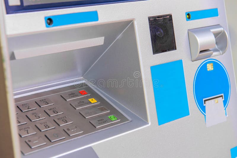 ATM Bank Cash Machine Built into Wall Stock Photo - Image of finance ...