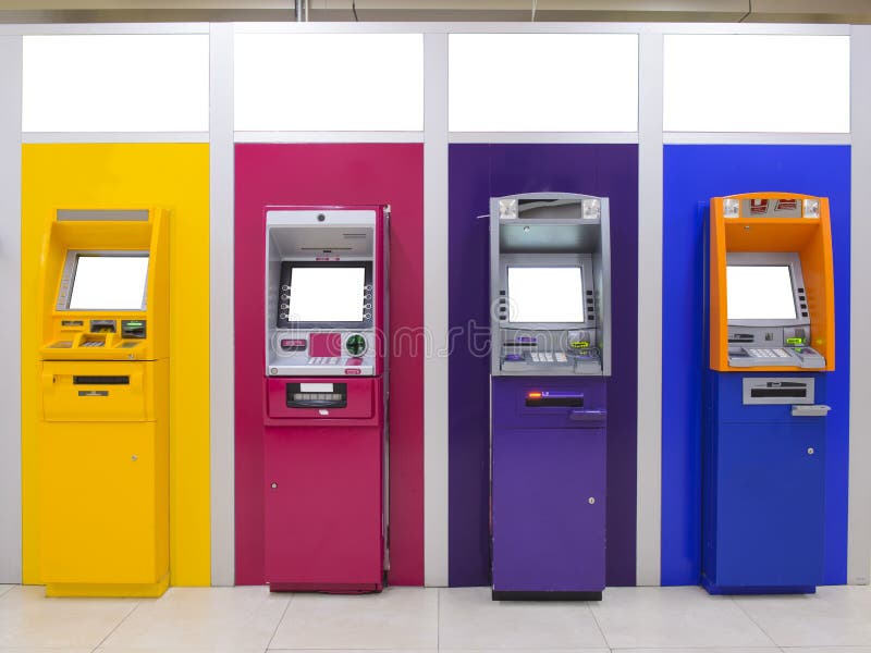 ATM Bank Cash Machine from Different Sides Color Stock Image - Image of ...