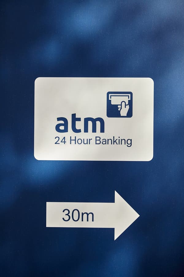 Atm bank sign, directions stock photo. Image of information - 178333086