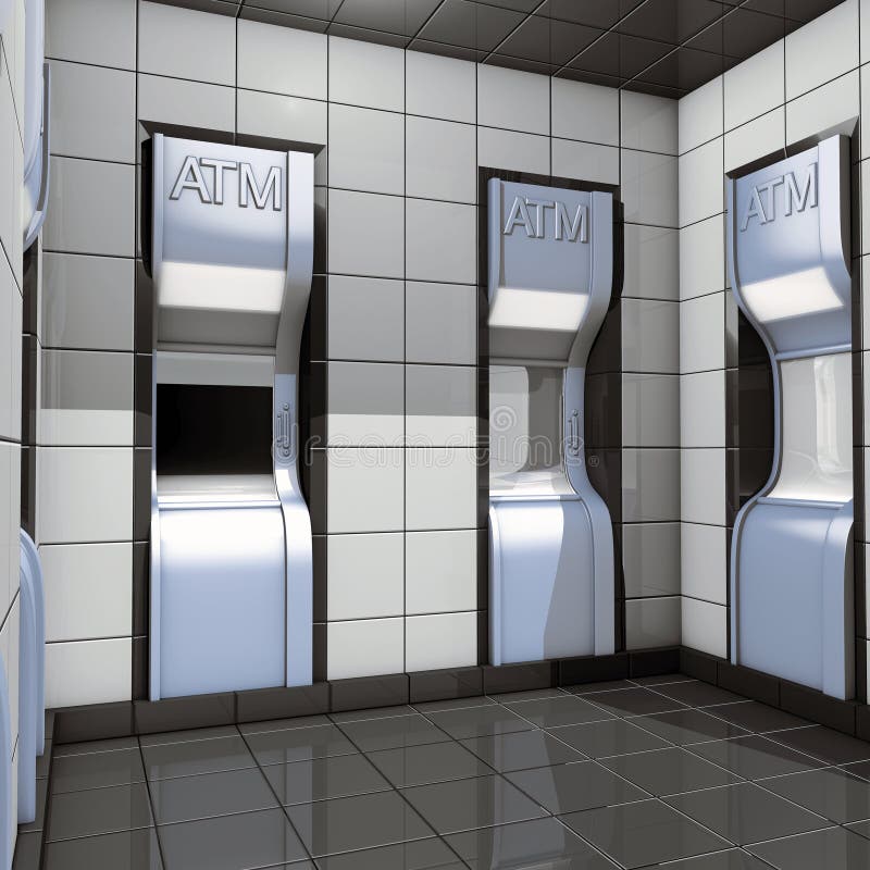 ATM blue kiosk stock illustration. Illustration of business - 23849767