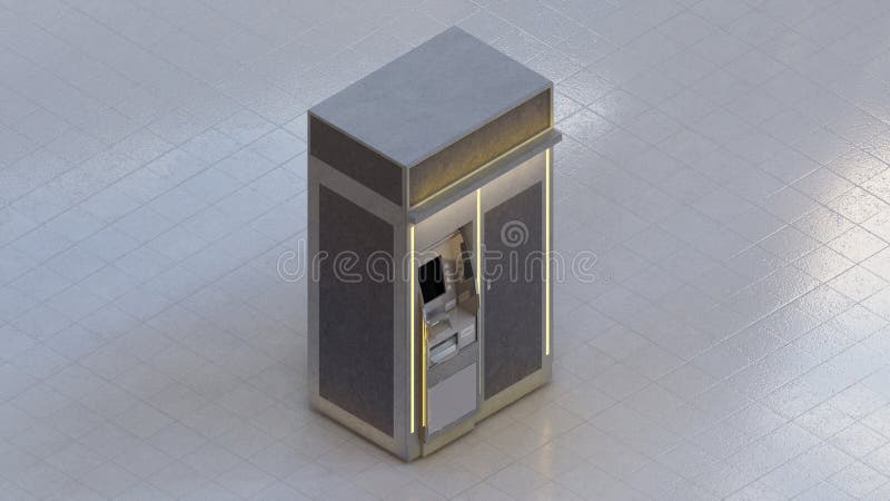 ATM Booth with Space for Ad and Profile Lighting Stock Illustration ...
