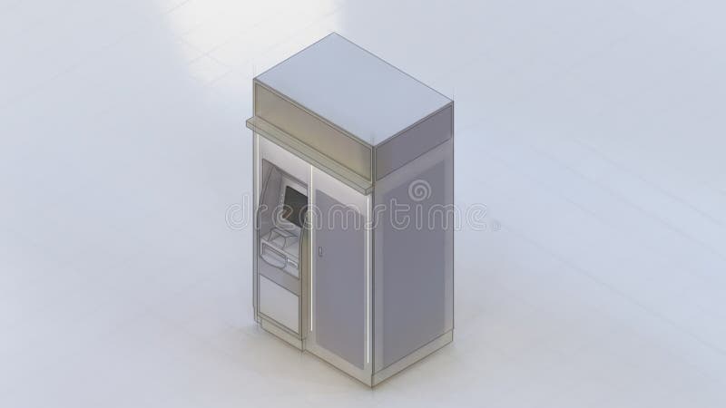ATM Booth with Space for Ad and Profile Lighting Stock Illustration ...
