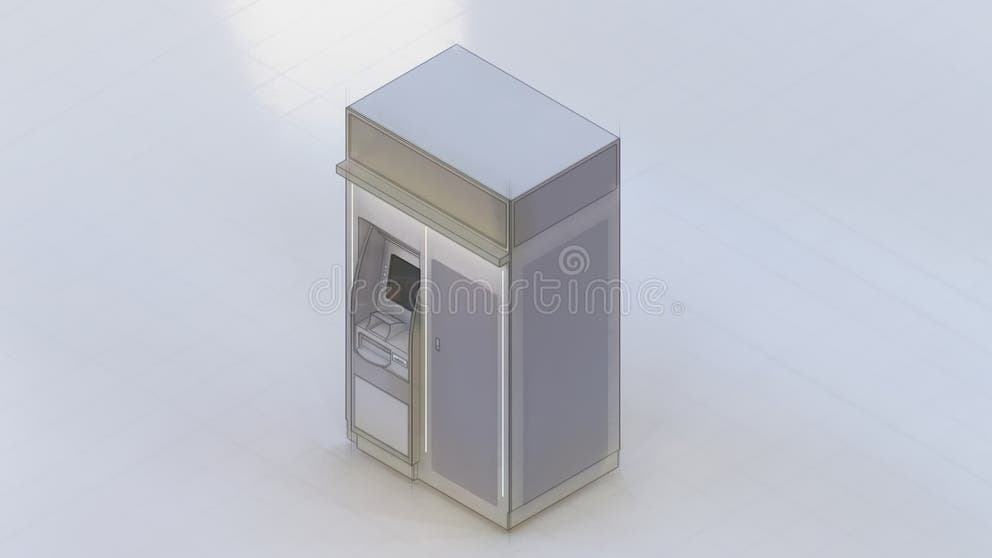 ATM Booth with Space for Ad and Profile Lighting Stock Illustration ...