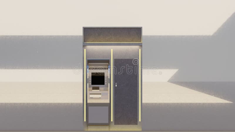 ATM Booth with Space for Ad and Profile Lighting Stock Illustration ...