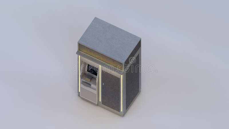 ATM Booth with Space for Ad and Profile Lighting Stock Illustration ...