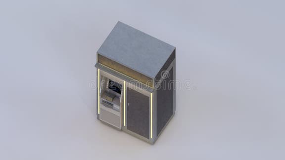 ATM Booth with Space for Ad and Profile Lighting Stock Illustration ...