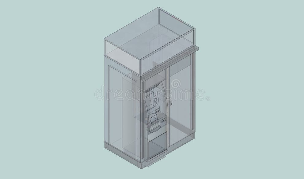 ATM Booth with Space for Ad and Profile Lighting Stock Illustration ...