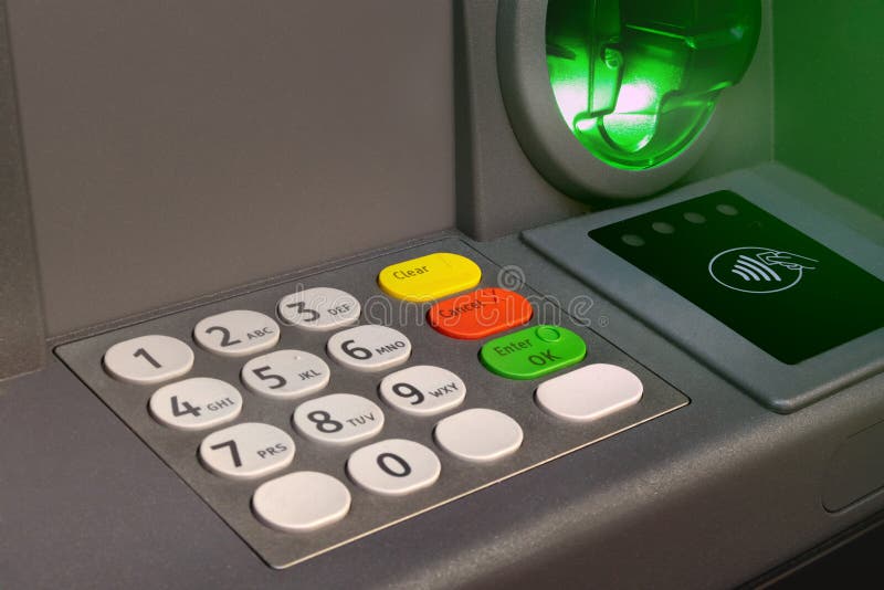 ATM Buttons with Blinking Green Light Editorial Stock Image - Image of ...