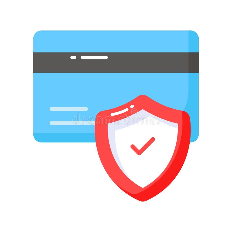 Atm Card with Protection Shield, Secure Payment Concept Icon, Credit ...
