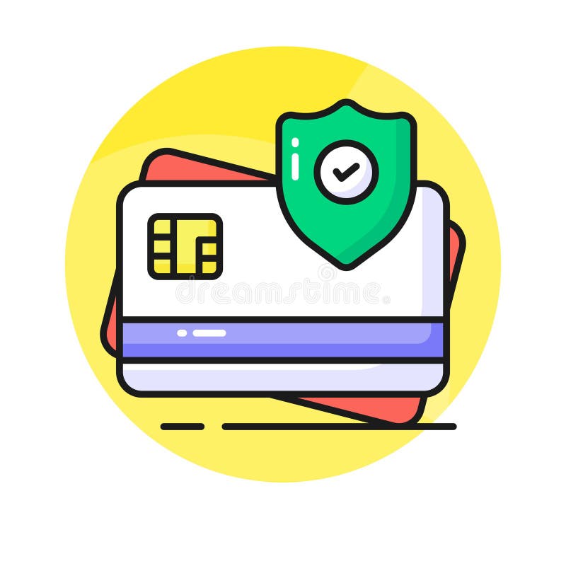 Atm Card with Protection Shield, Secure Payment Concept Icon, Credit ...