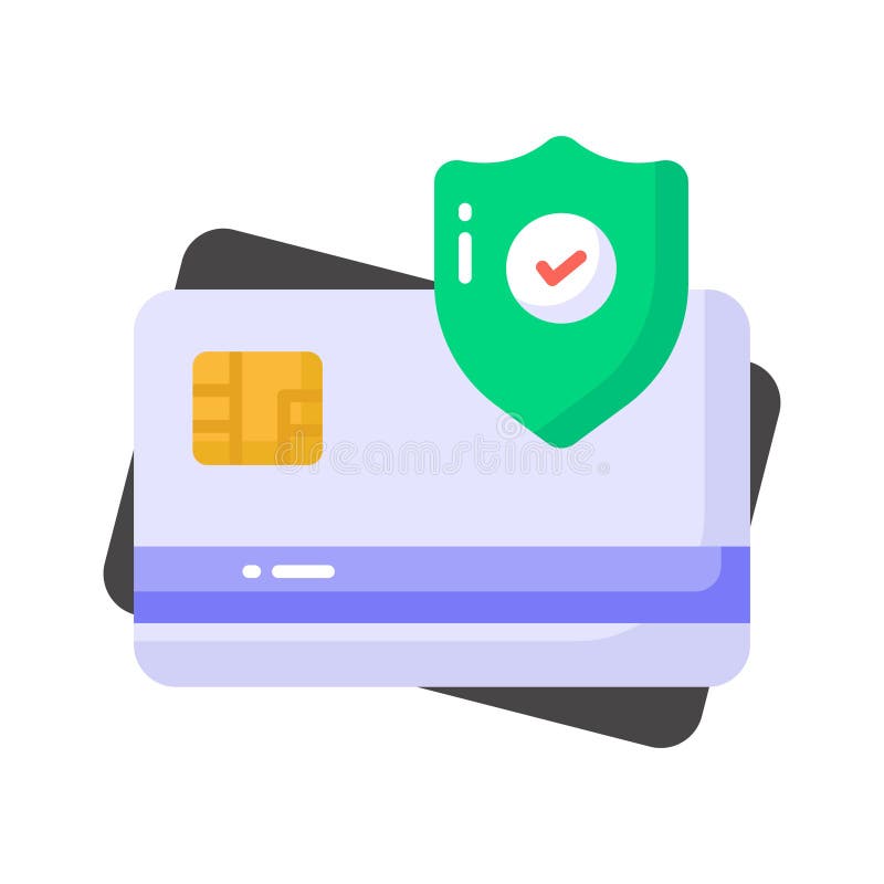 Atm Card with Protection Shield, Secure Payment Concept Icon, Credit ...