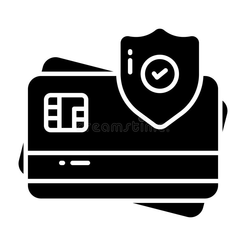 Atm Card with Protection Shield, Secure Payment Concept Icon, Credit ...