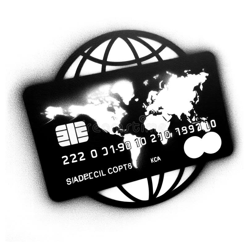ATM Card in Stencil-art Style,black and White Stock Illustration ...
