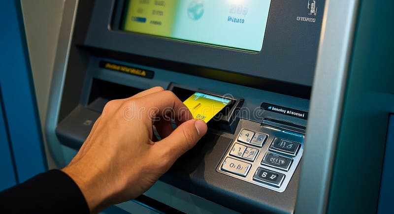 ATM Card Transaction stock illustration. Illustration of banking ...