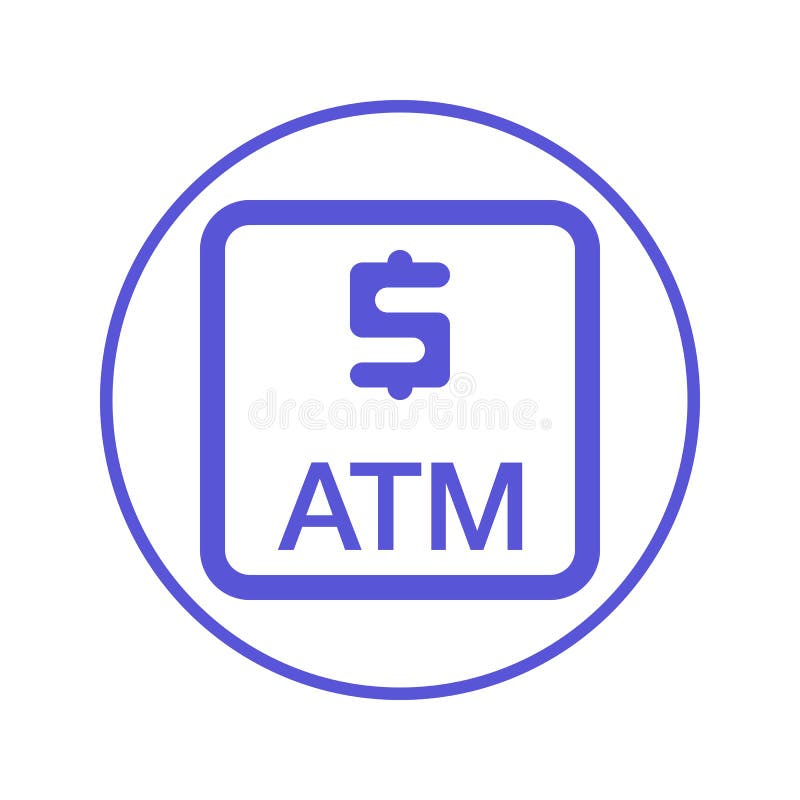 ATM, Cash Machine Circular Line Icon. Round Sign. Flat Style Vector ...