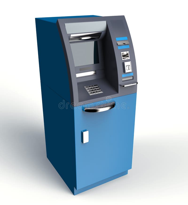 Atm Cash Machine with Robot Hand Isolated on White Stock Illustration ...