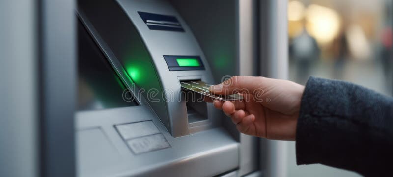 The ATM Dispensing Cash As a User Makes a Transaction at Night. AI ...