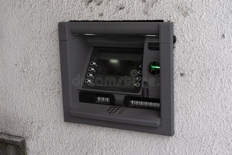 ATM, for Dispensing Money, Built into the Wall Stock Photo - Image of ...
