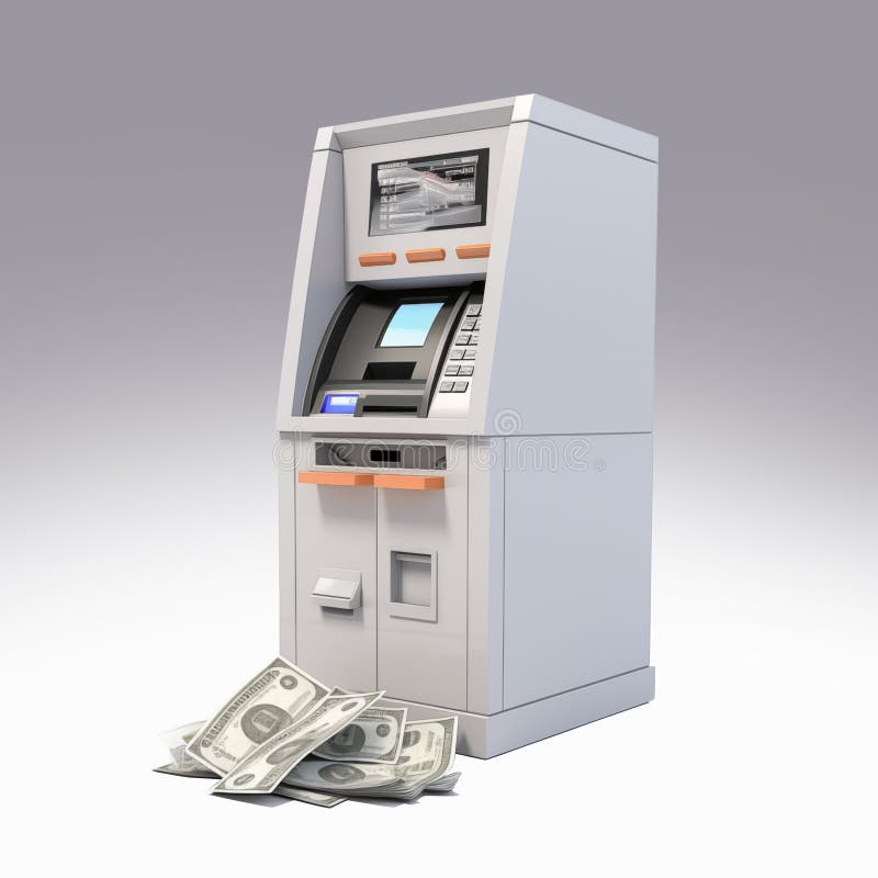 ATM with Dollar Bills Coming Out of it Stock Illustration ...