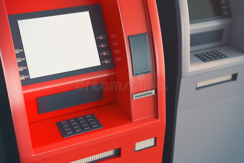 ATM with empty screen stock illustration. Illustration of currency ...