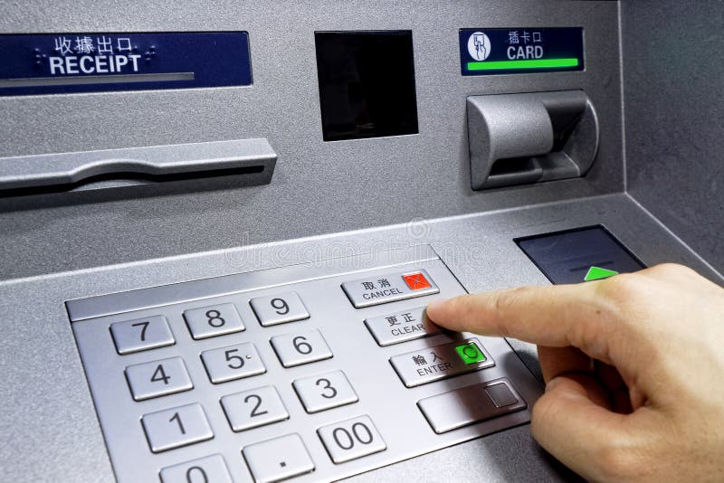 Hand Entering Personal Identification Number on ATM Dial Panel Stock ...