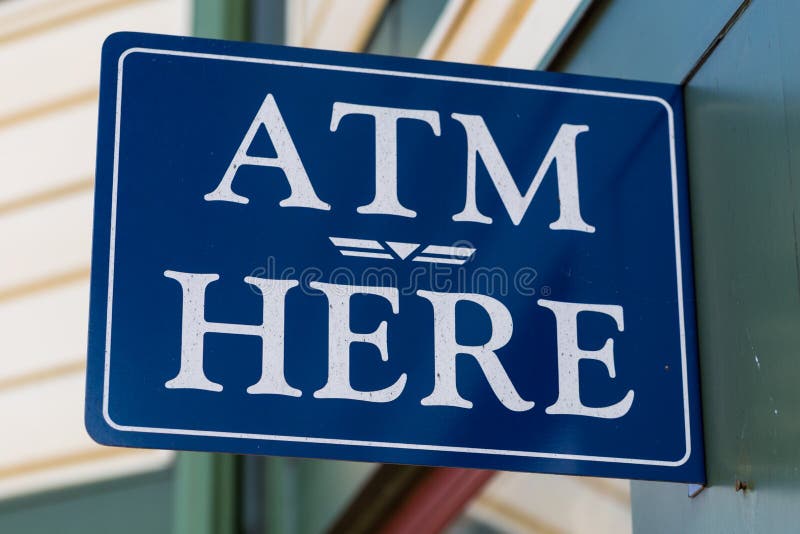 ATM Here Sign stock photo. Image of automatic, cash, bank - 74646034