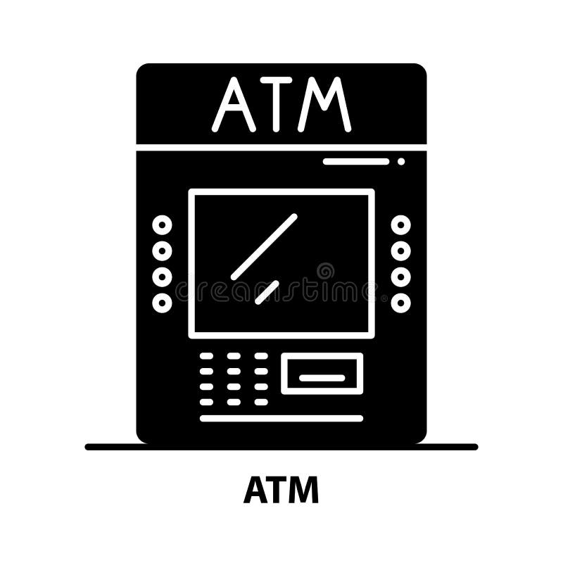 Atm Icon, Black Vector Sign with Editable Strokes, Concept Illustration ...