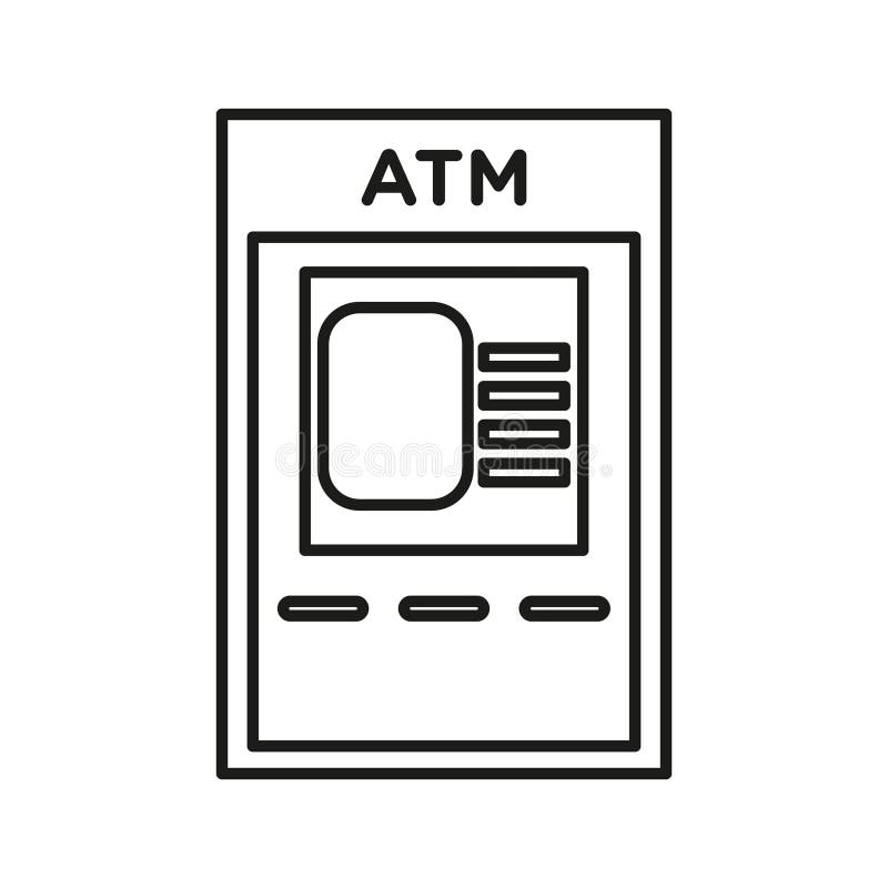 ATM Icon Flat Line Symbol Set Stock Illustration - Illustration of ...