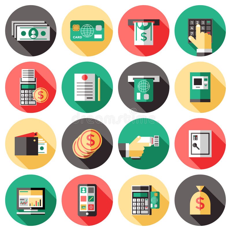 ATM Icon Set stock vector. Illustration of paper, financial - 70798075